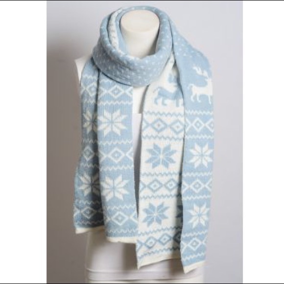 Leto Collection | Accessories | Fair Isle Snowflake Knit Scarf In ...
